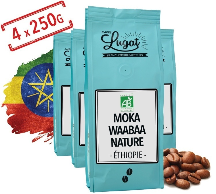 4 x 250g Moka Waabaa Ethiopian organic coffee beans