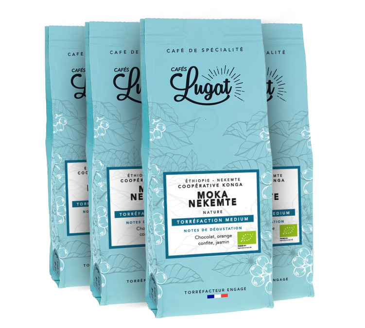 Cafés Lugat Moka Nekemte organic coffee beans - 1kg