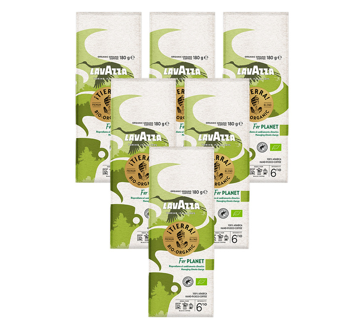 Lavazza Ground Coffee Tierra for Planet 6 Packs of 180g