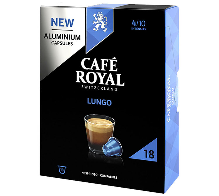 18 capsules aluminium Lungo compatibles Nespresso®- Café Royal
