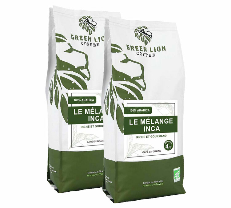 Café en grain Le Mélange Inca Bio Green Lion Coffee 2x1kg