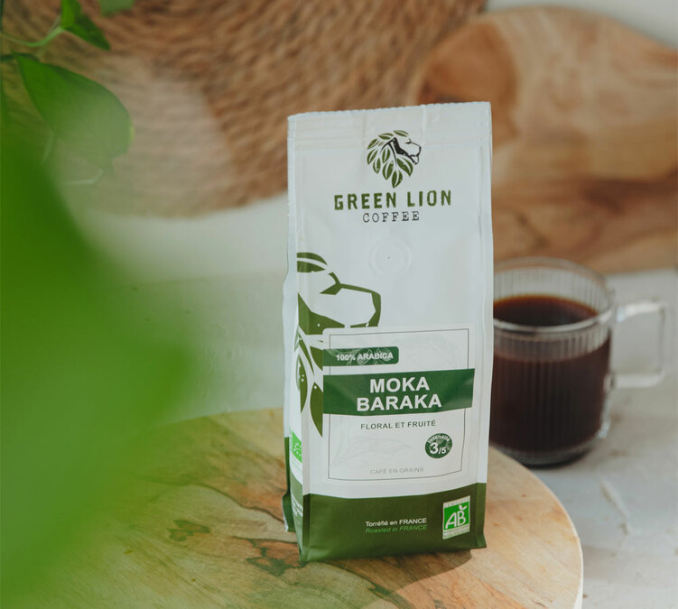 Café en grain Moka Baraka Bio Green Lion Coffee 1 kg
