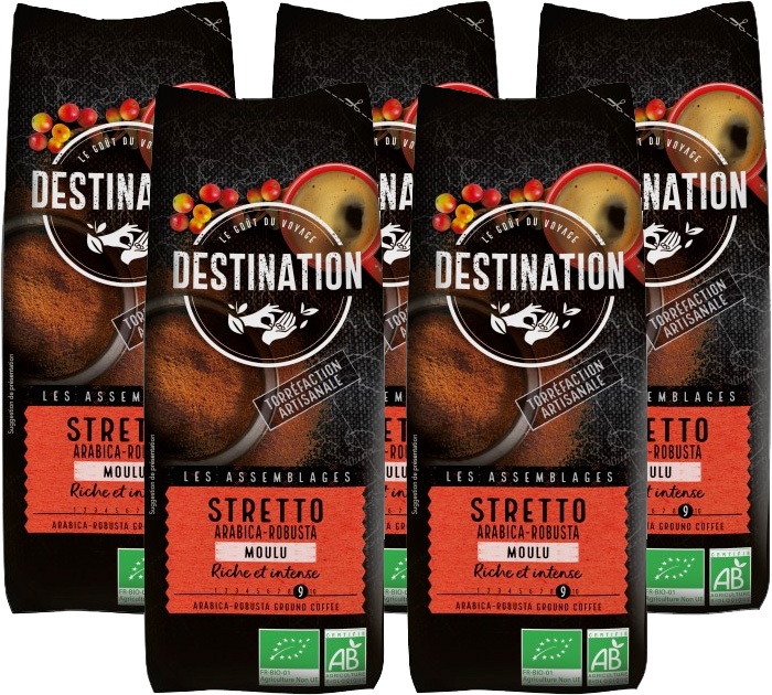 Café moulu Stretto Italiano Mouture filtre Arabica/Robusta Bio ...