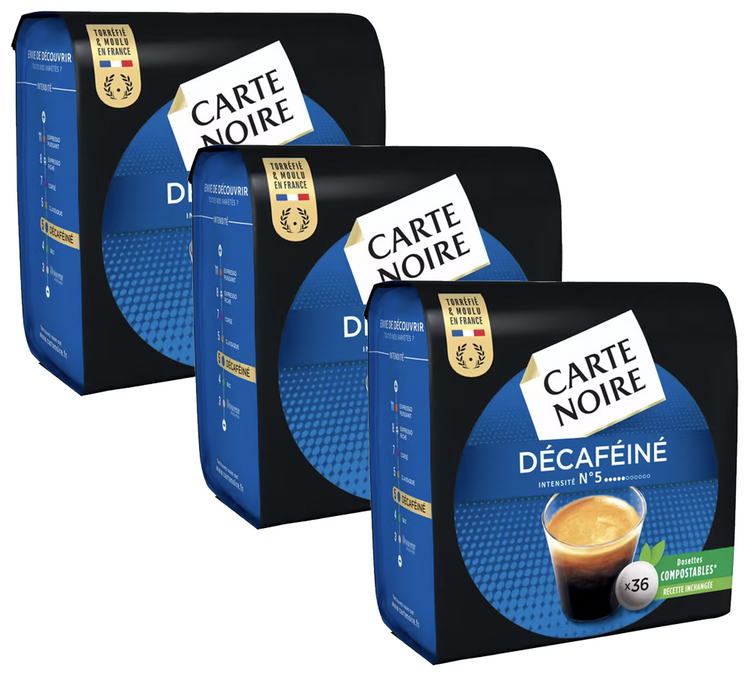 Dosettes souples n°5 Décaféiné 3x36 - Carte Noire