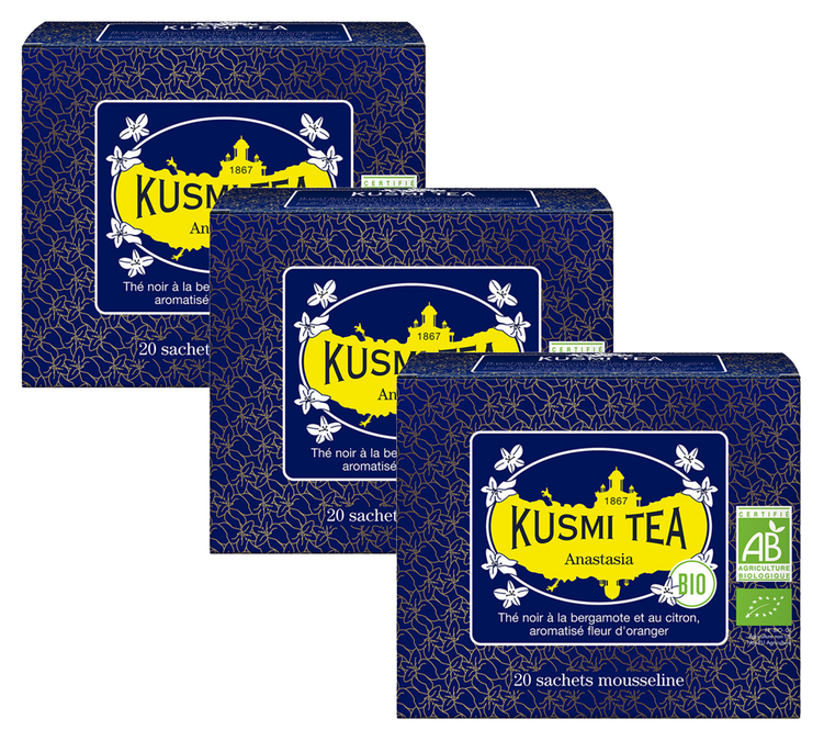 Kusmi Tea - Thé noir Anastasia bio - 3 x 20 sachets