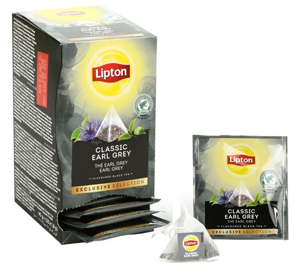 25 sachets pyramides suremballés thé noir Earl Grey - Lipton