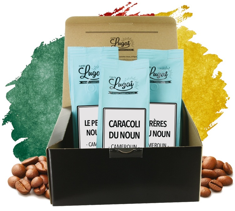Coffret Cameroun - 3 cafés en grains x 250g - Cafés Lugat
